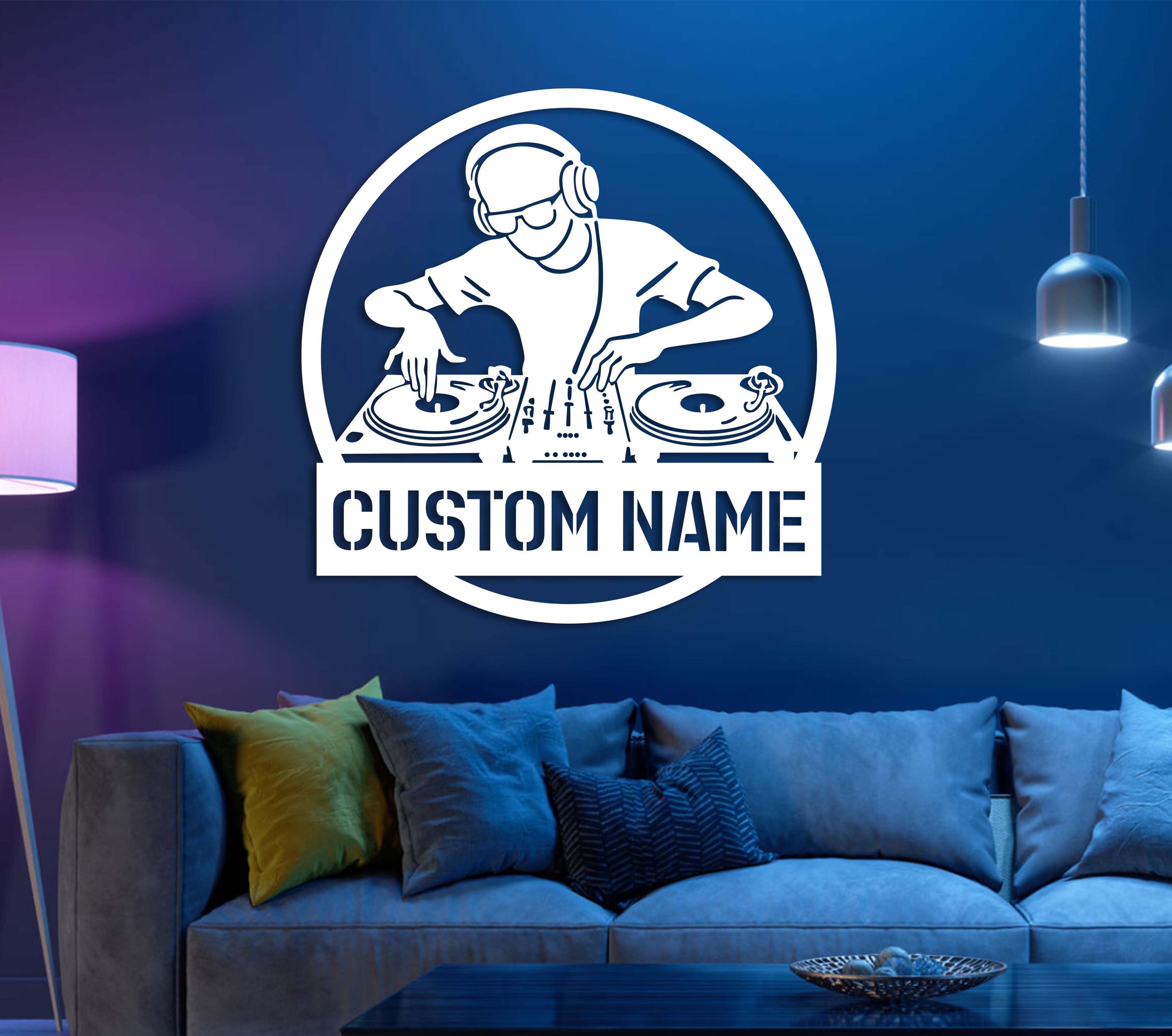 Custom DJ Disc Jockey Music Metal Wall Art With Led Lights Personalized ...