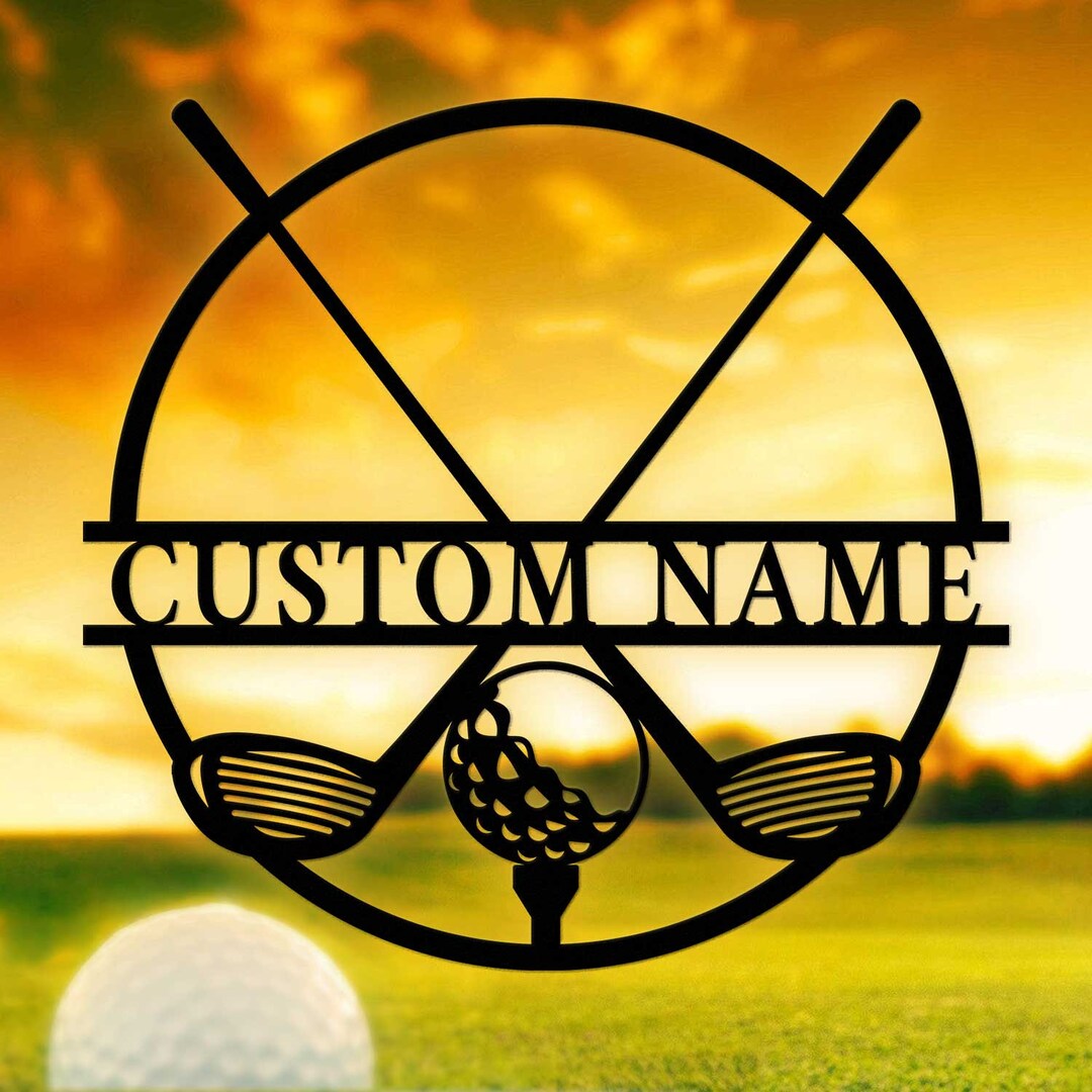 Custom Golfing Metal Wall Art LED Light, Personalized Golfer Name Sign ...