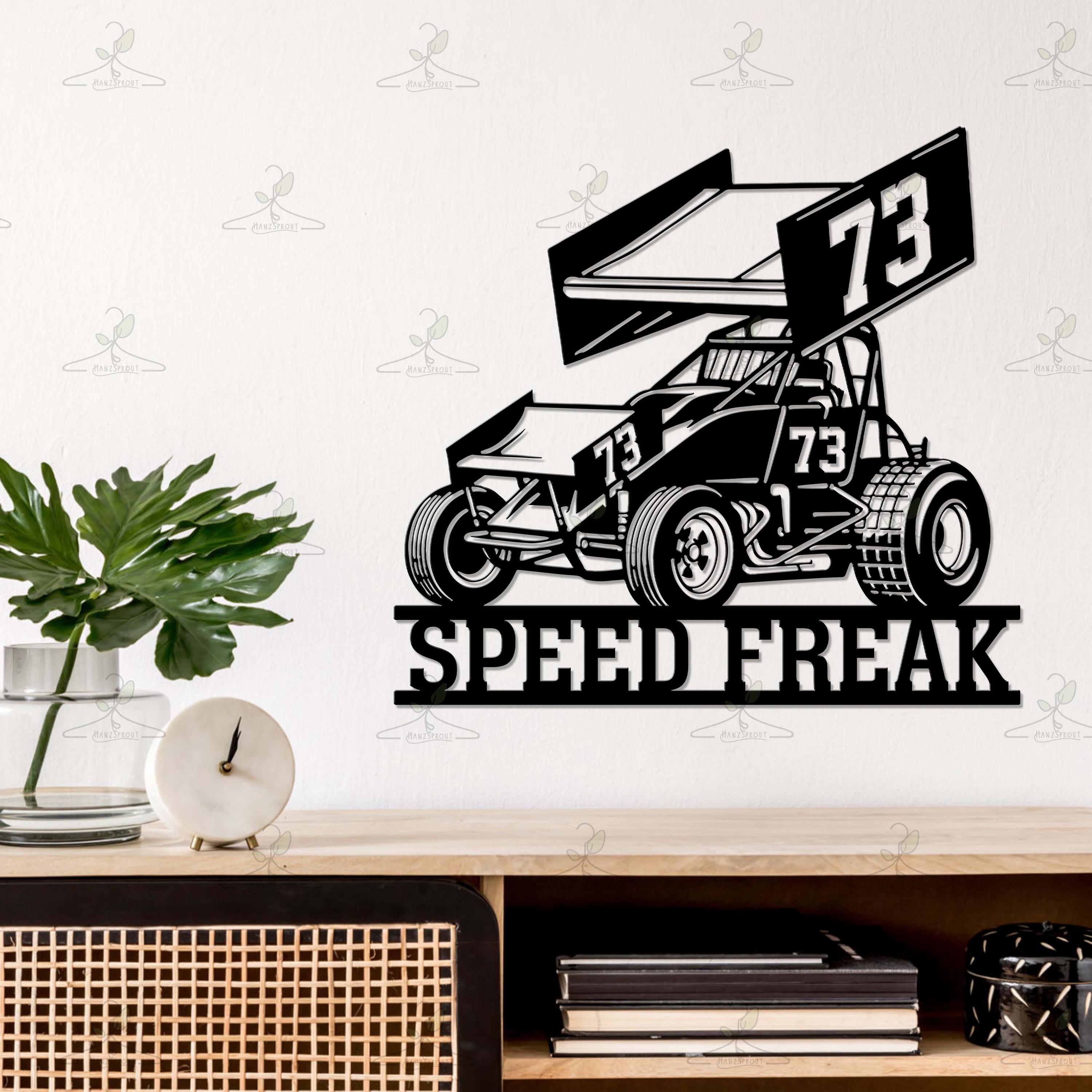 Custom Race Car LED Sign, Sprint Car Metal Wall Art, Speed Freak Garage ...