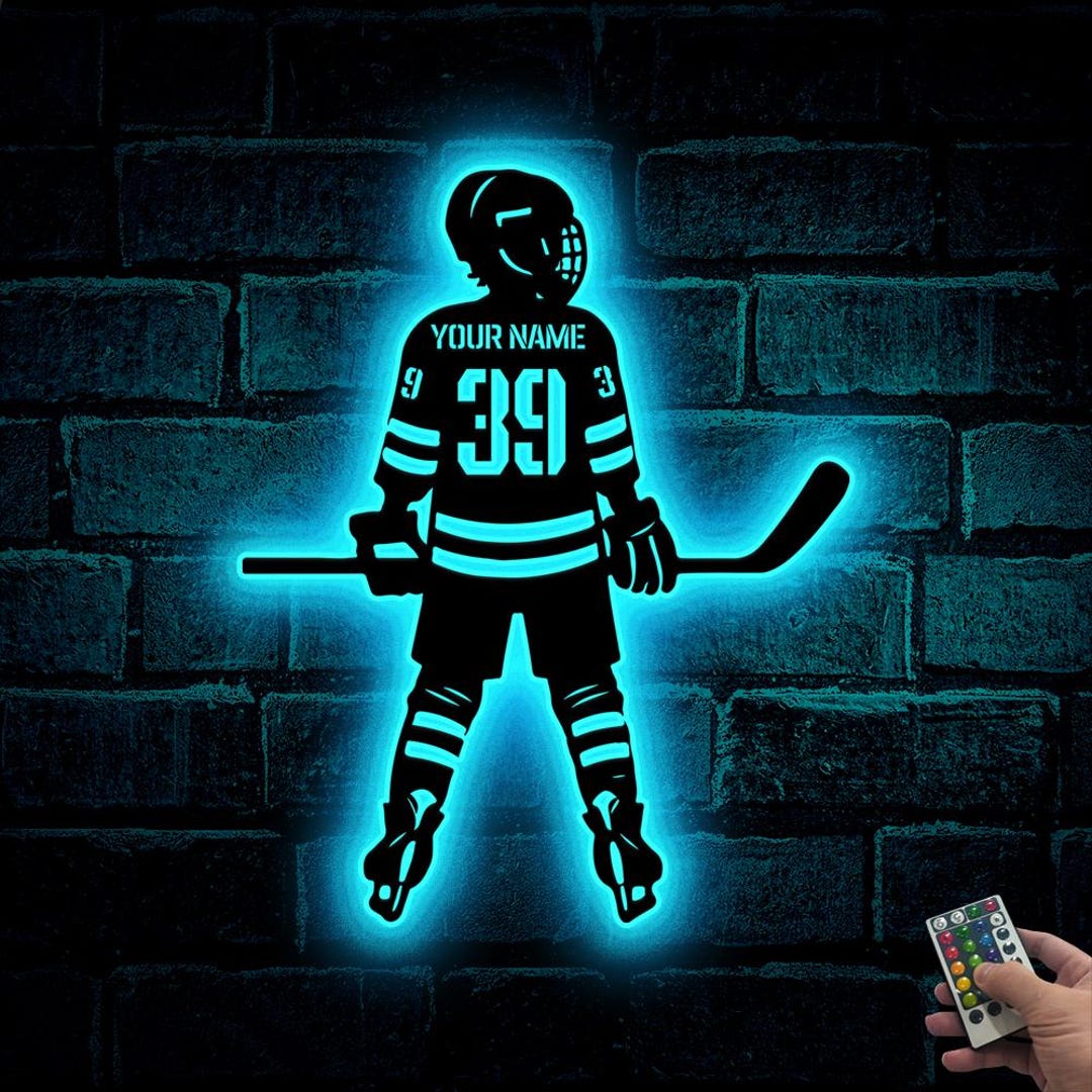 Custom Hockey Metal Sign With Led Lights, Hockey Coach Gift Hockey ...