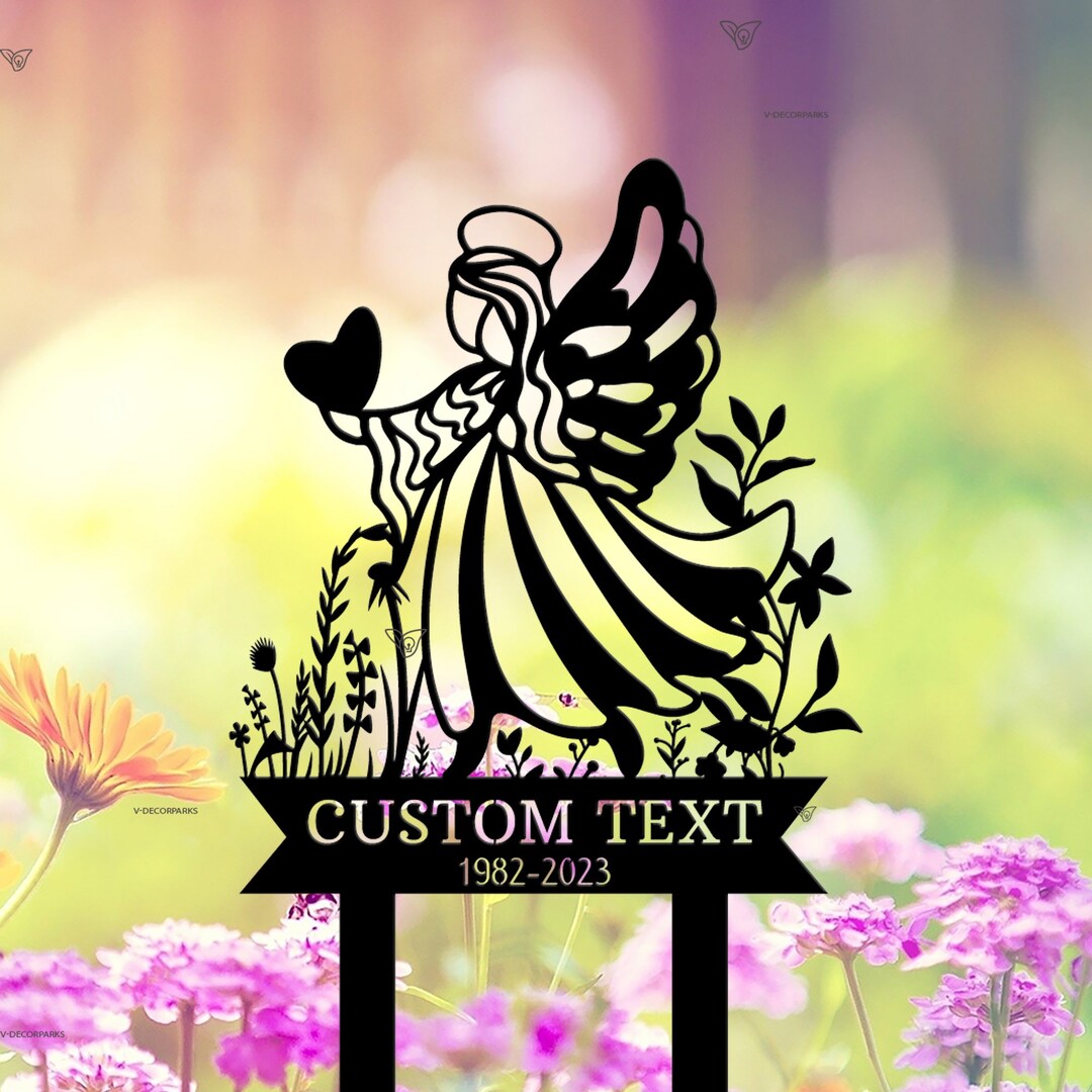 Custom Angel Memorial Stake, Angel Memorial Plaque With Stake, Angel ...