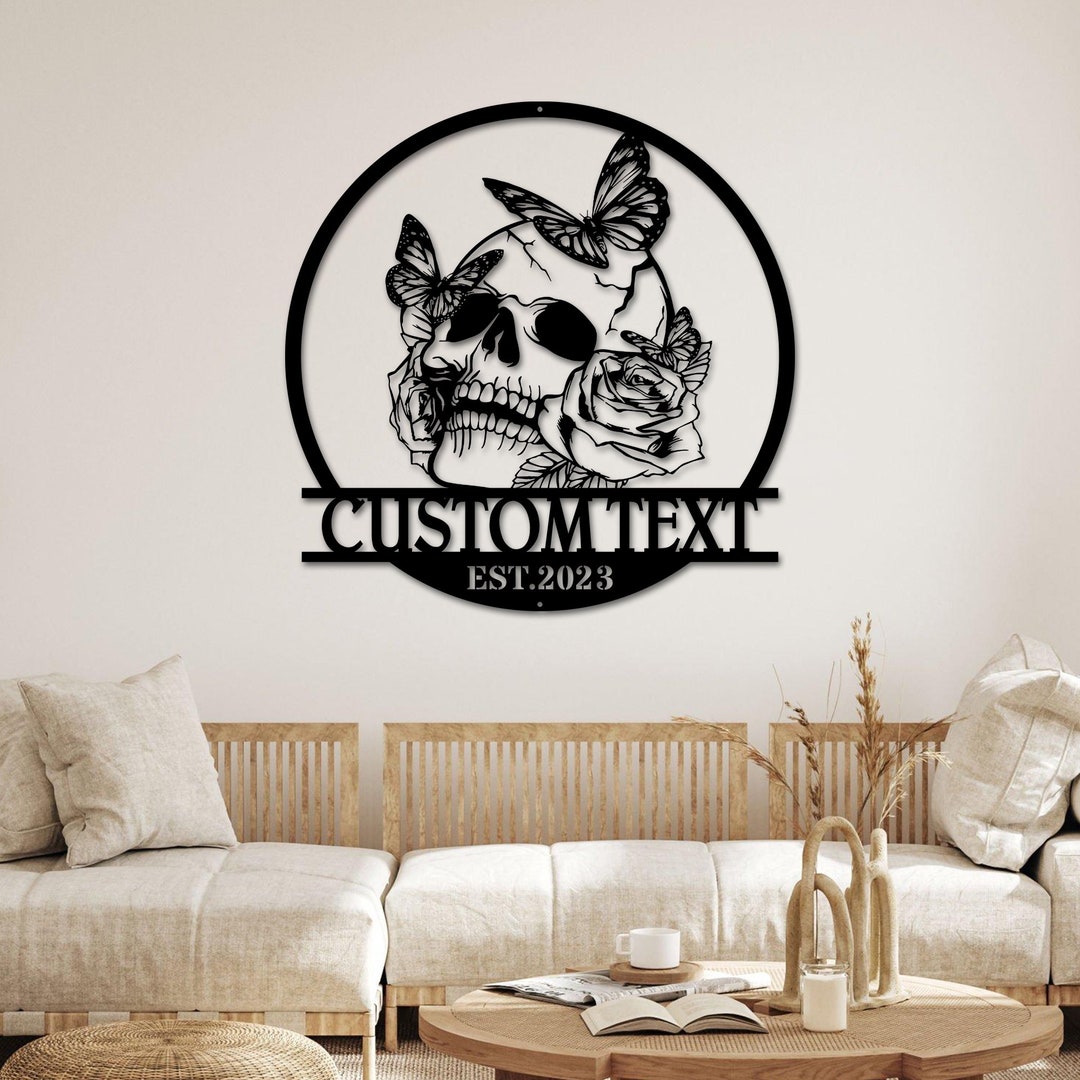 Personalized Sugar Skull Metal Sign,custom Skull Wall Art for Room ...
