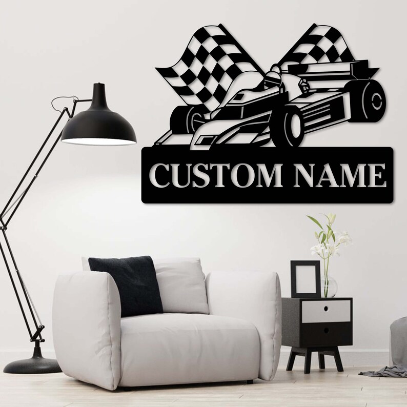 Race Car Custom Name Metal Sign, Race Car Sign LED, Dirt Track Racing ...