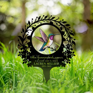 Custom Hummingbird Memorial Metal Sign With Stake, Hummingbird Name ...