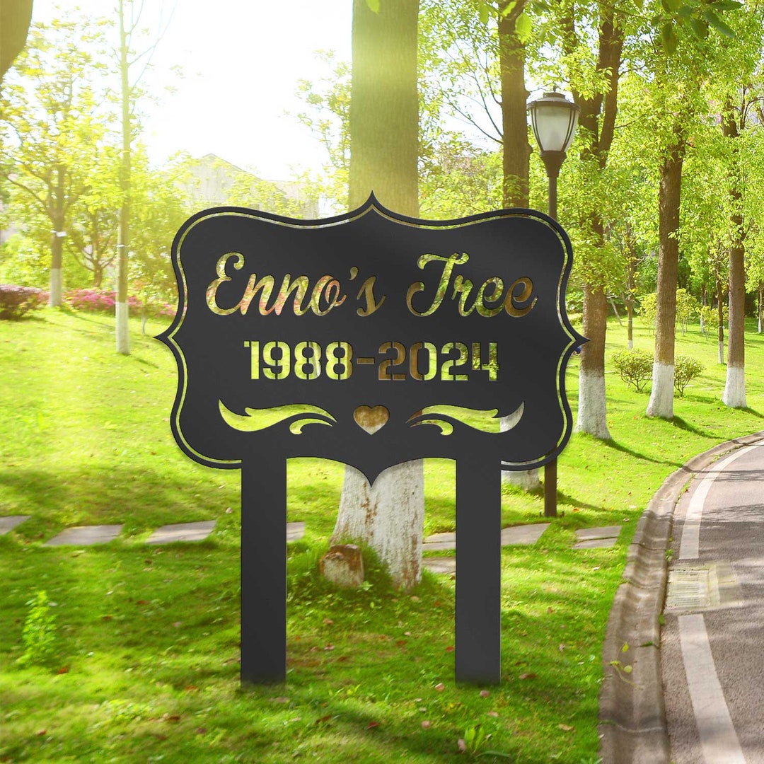 Memorial Tree Sign With Stake Personalized, Custom Tree Metal Garden ...