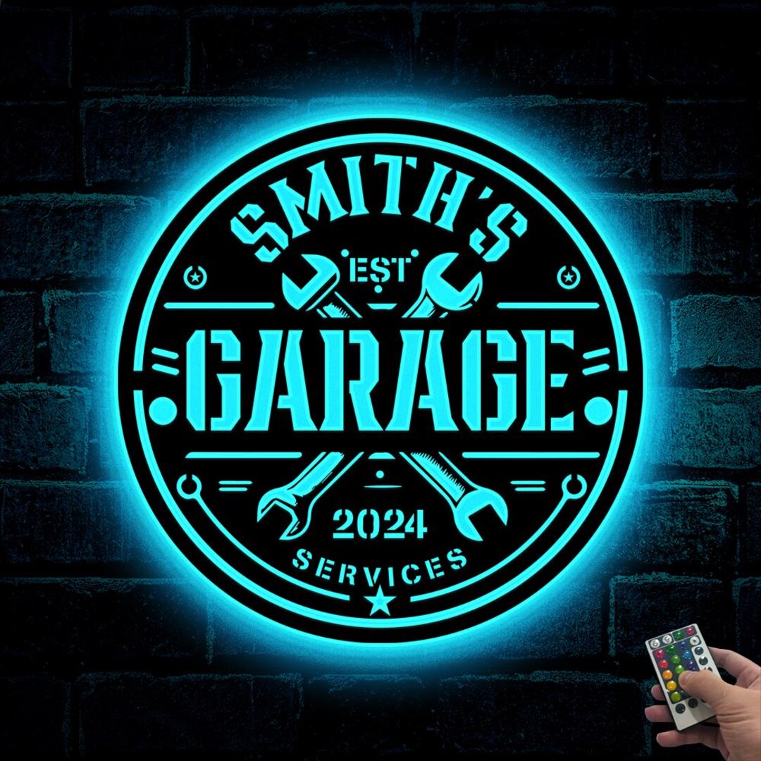 Personalized Garage Sign Metal With Led Lights, Metal Sign for Garage ...