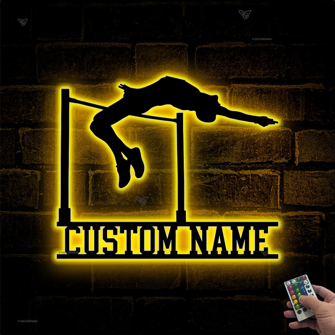 Custom Man High Jump Metal Wall Art LED Lights, Personalized Male ...