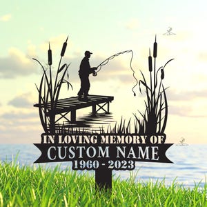 Personalized Bass Fishing Fisherman Memorial Stake,memorial Plaque With ...