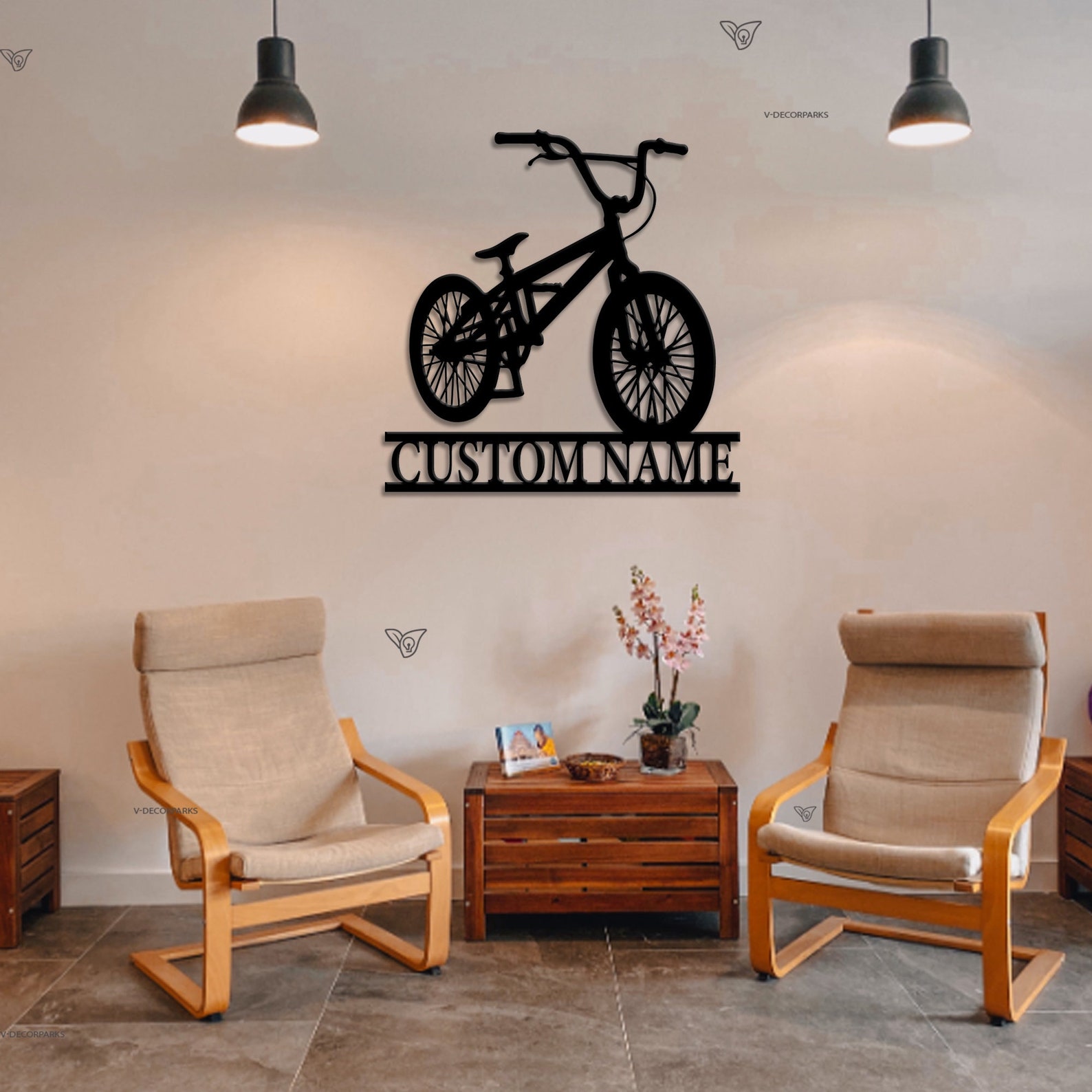 Custom BMX Bike Metal Wall Art LED Light, Personalized Bicycle Racing ...