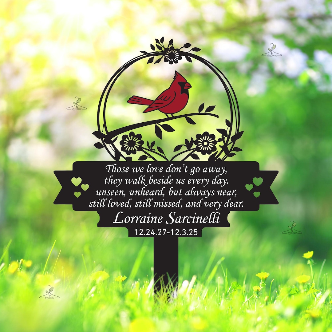 Personalized Memorial Stake Metal Sign, Cardinal Garden Stakes ...