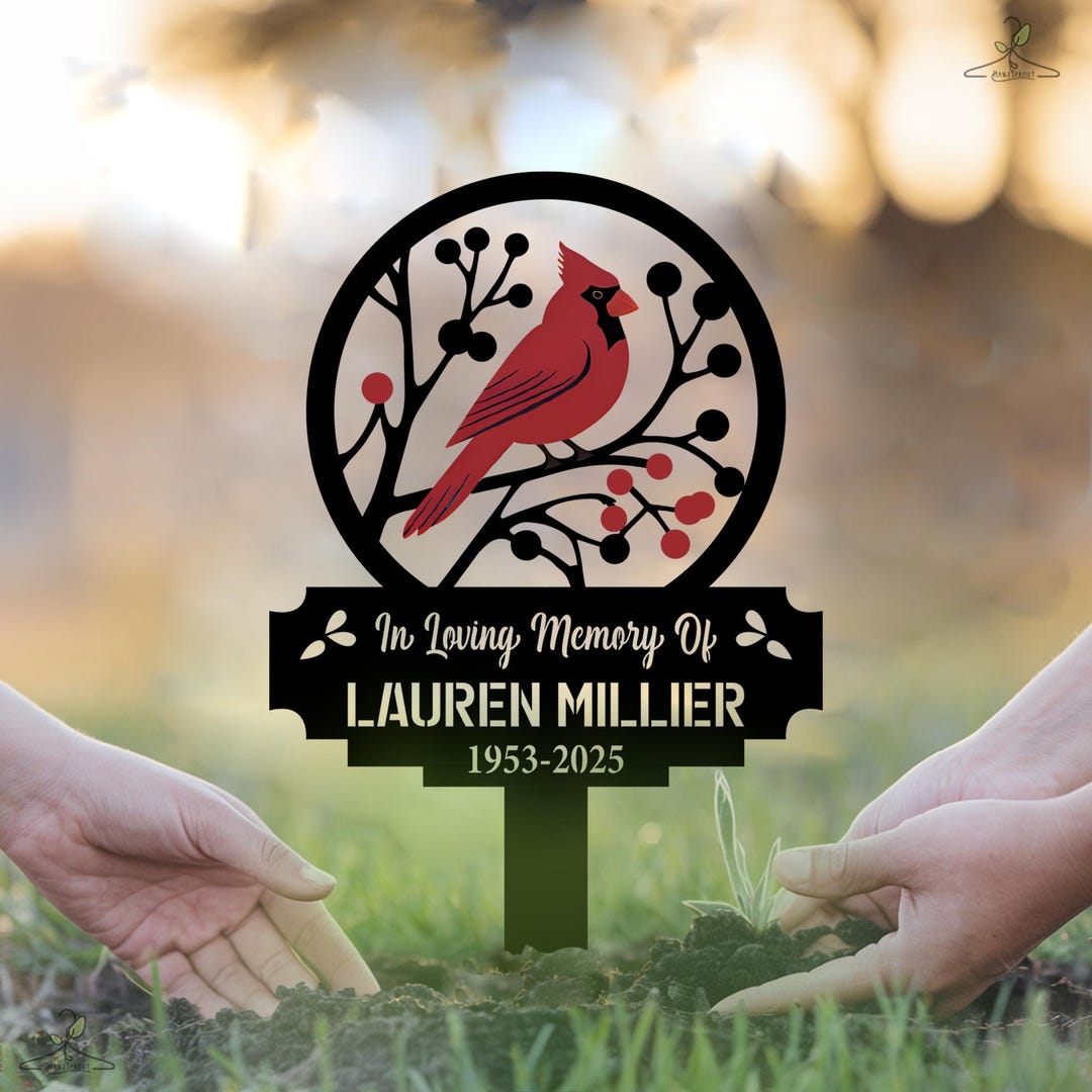 Custom Memorial Stake Metal Sign, Cardinal Garden Stakes, Cardinals ...