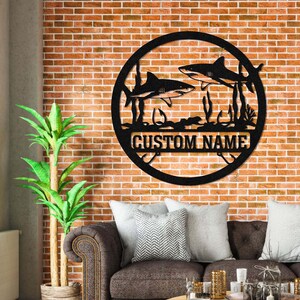 Personalized Shark Name Sign, Ocean Theme Metal Wall Decor,custom Shark ...