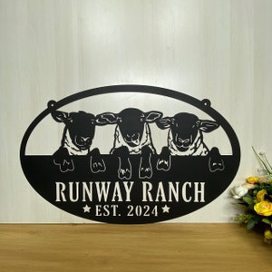 Custom Sheep Farmhouse Metal Wall Art, Sheep Ranch Decor, Garden Sign ...