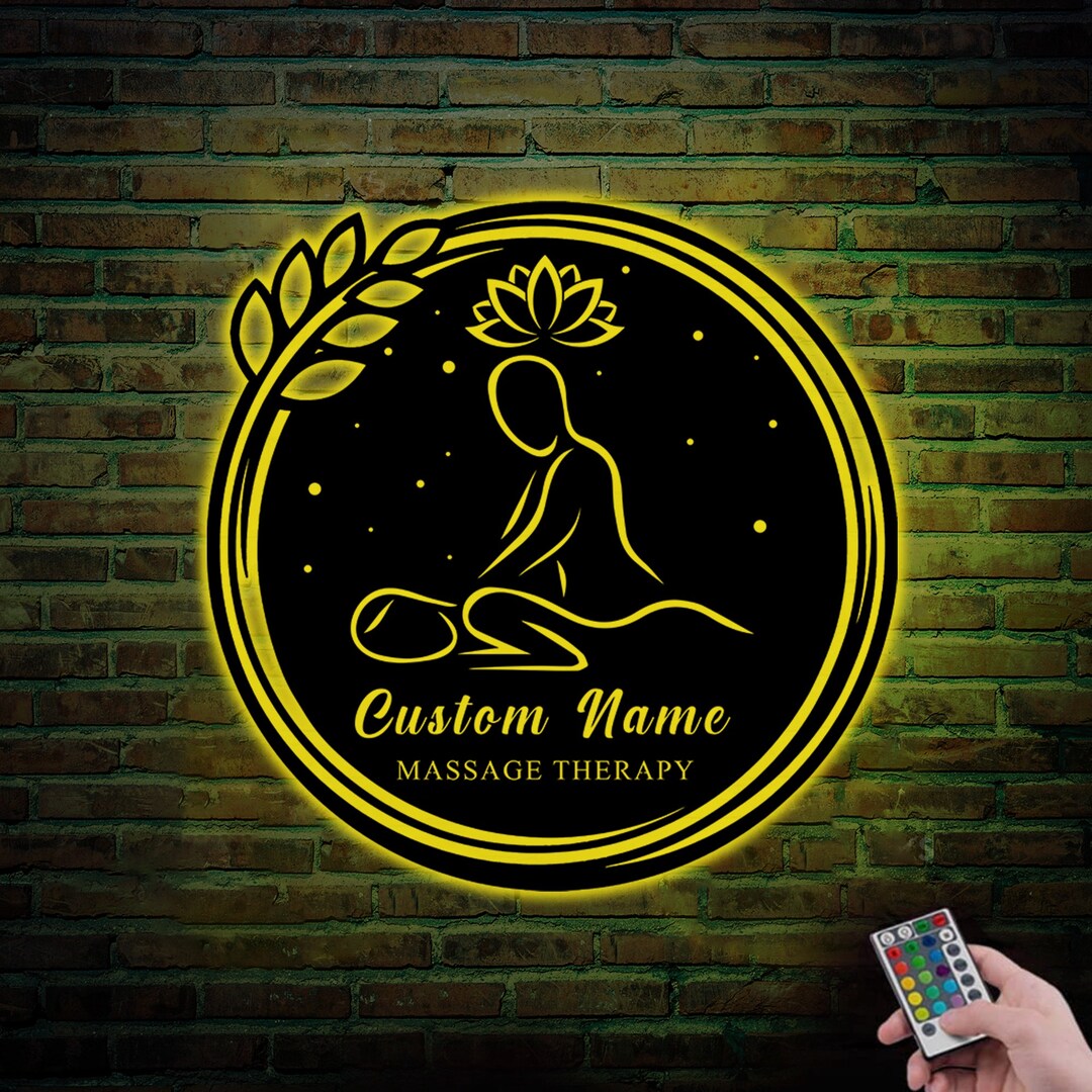 Custom Massage Therapist Metal Wall Art LED Light Personalized ...
