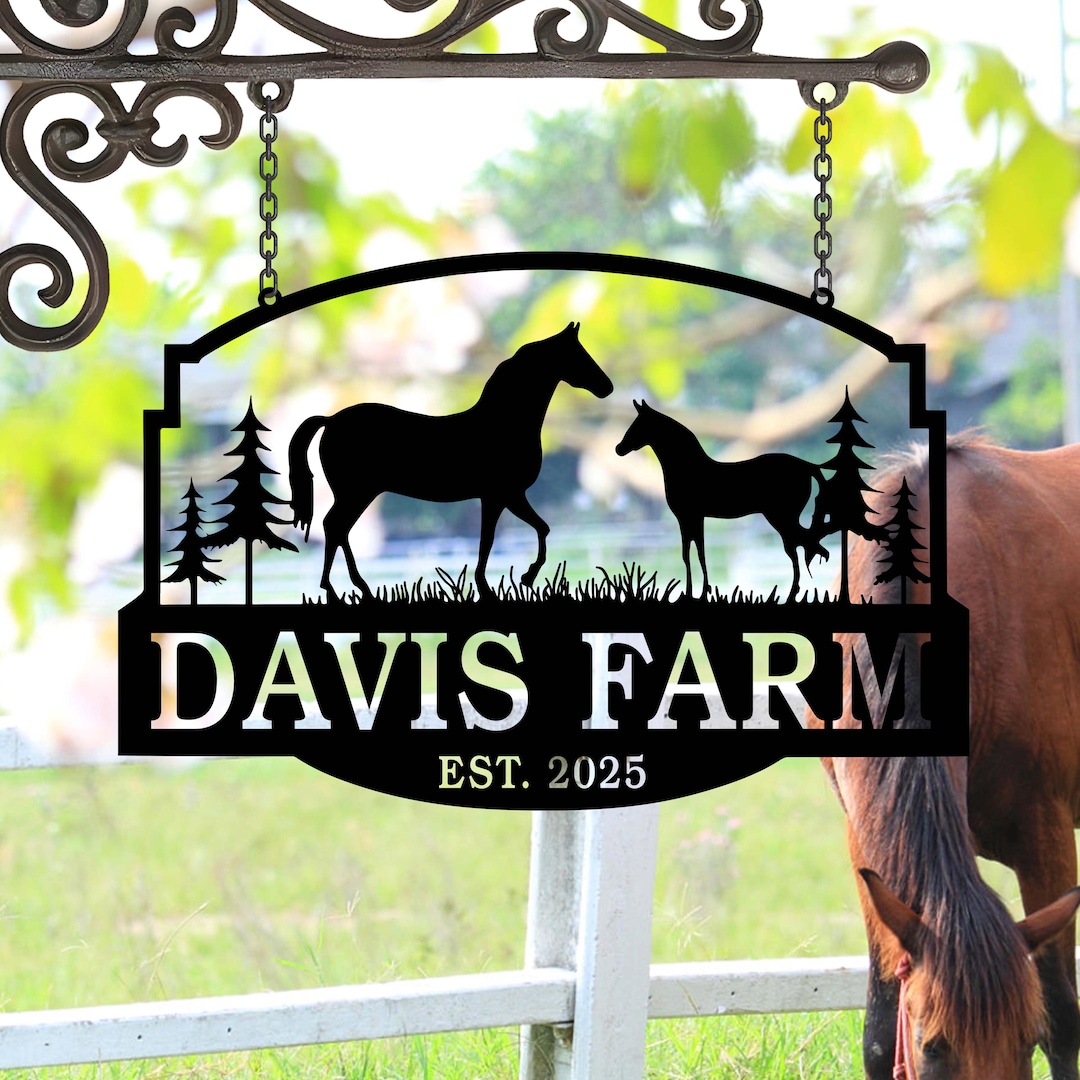 Personalized Metal Horse Farm Signs, Horse Ranch Metal Sign, Custom ...