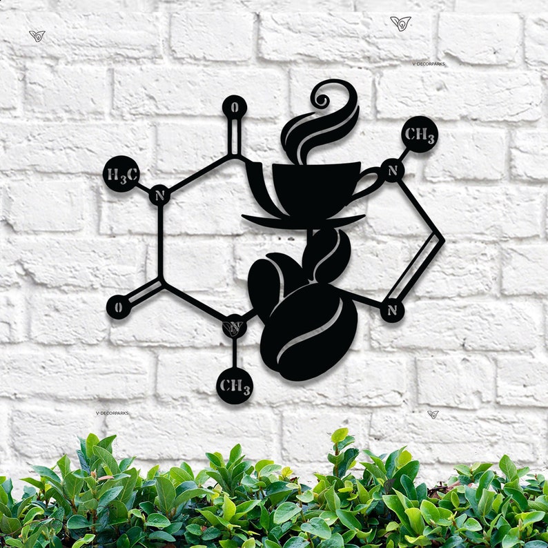 Caffeine Molecule Metal Wall Art LED Light Biology Chemistry Science ...