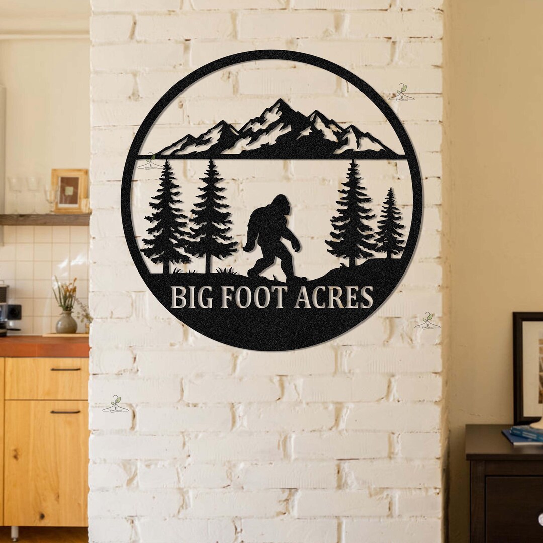 Custom Outdoor Sasquatch Name Metal Sign | Bigfoot Mountain Metal Sign ...