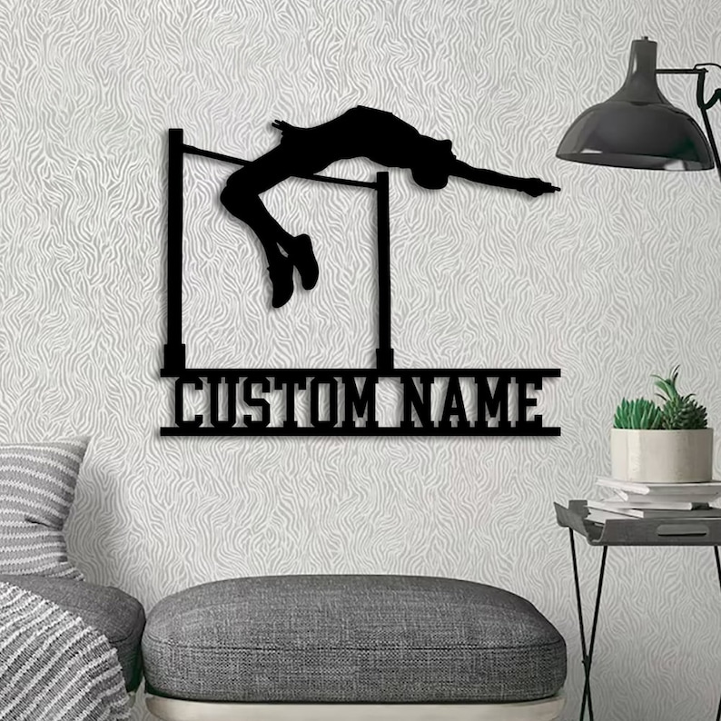 Custom Man High Jump Metal Wall Art LED Lights, Personalized Male ...