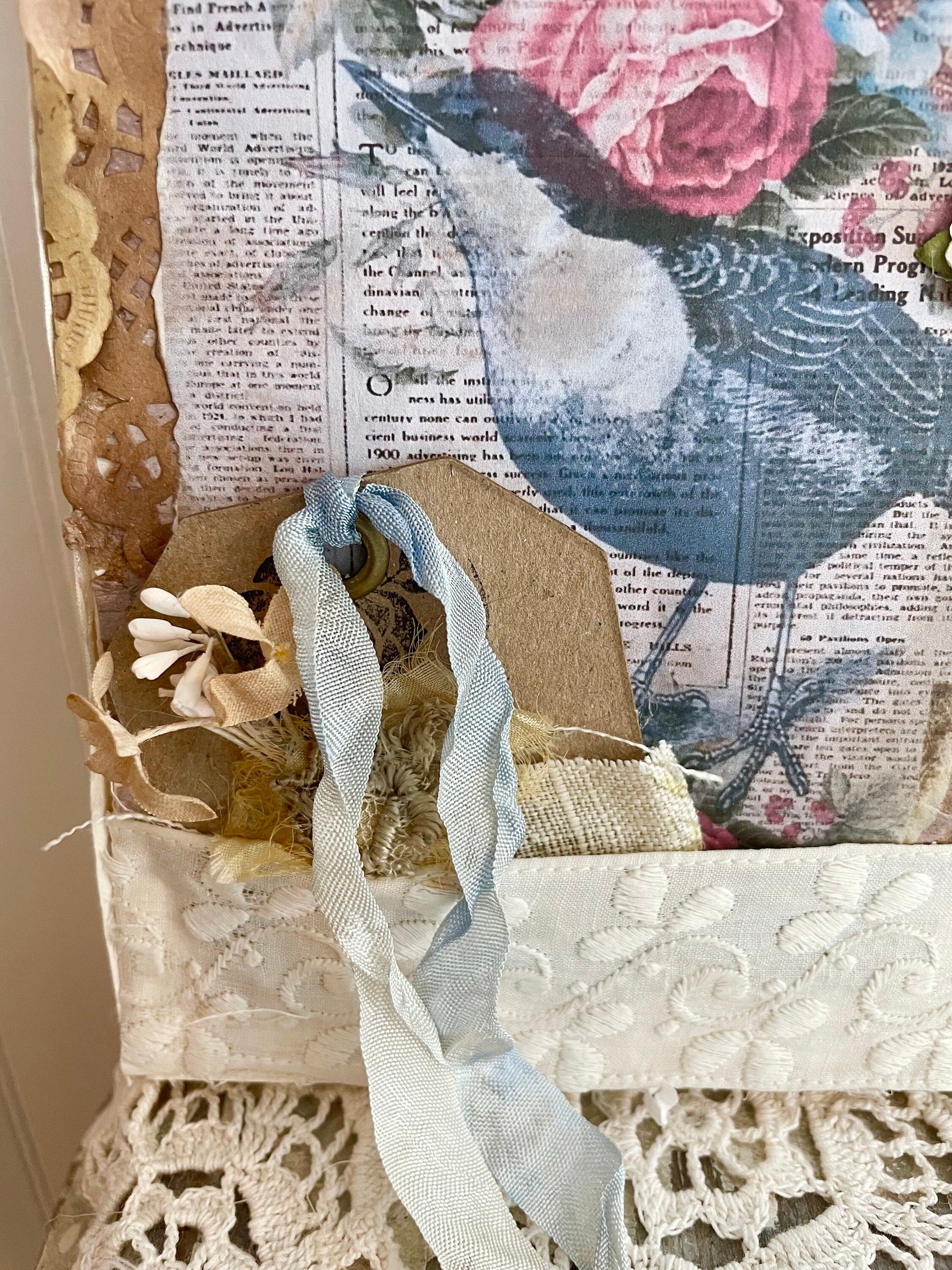 Vintage Bird Altered ART Book Shabby Details - Etsy