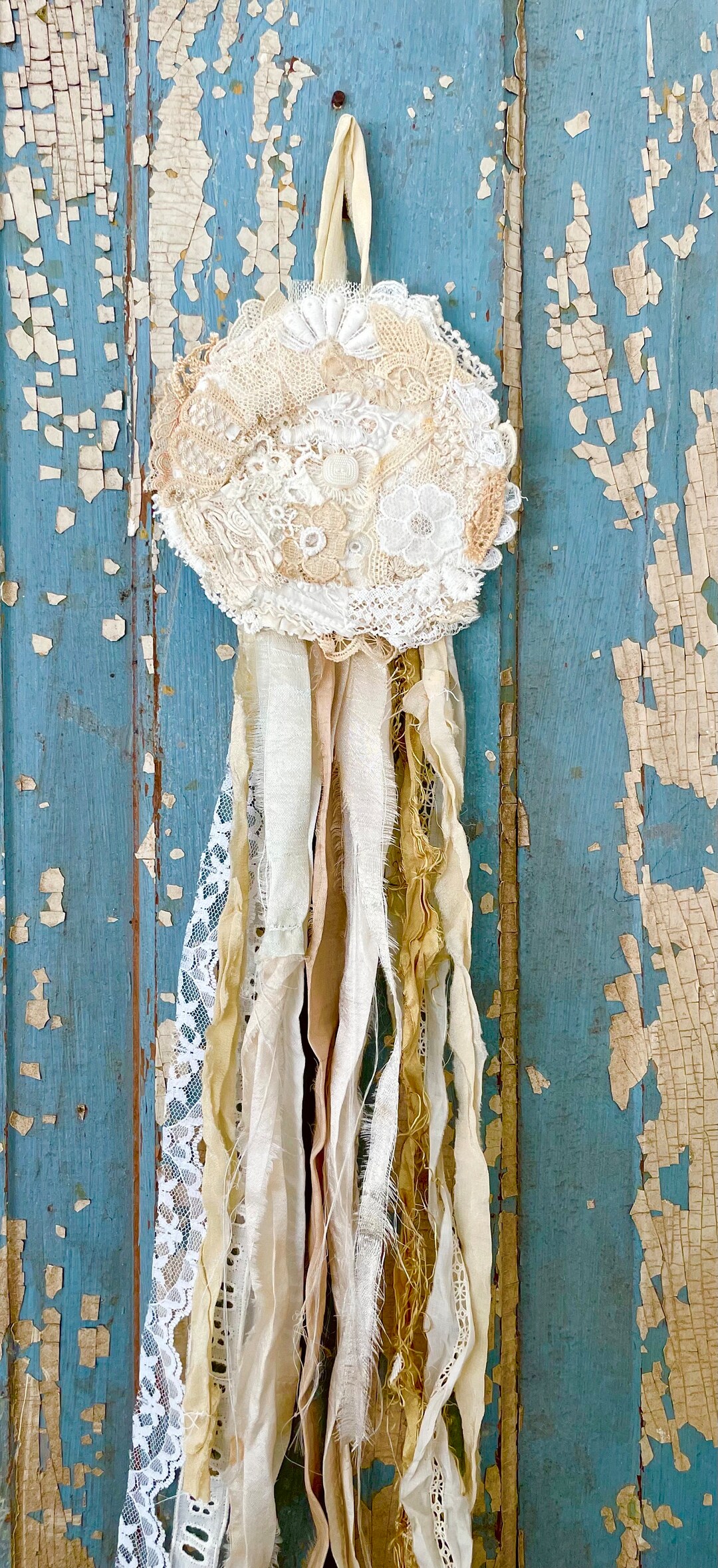 Antique Lace SHABBY Round Rosette Neutral Beautiful Hanging Ribbons - Etsy