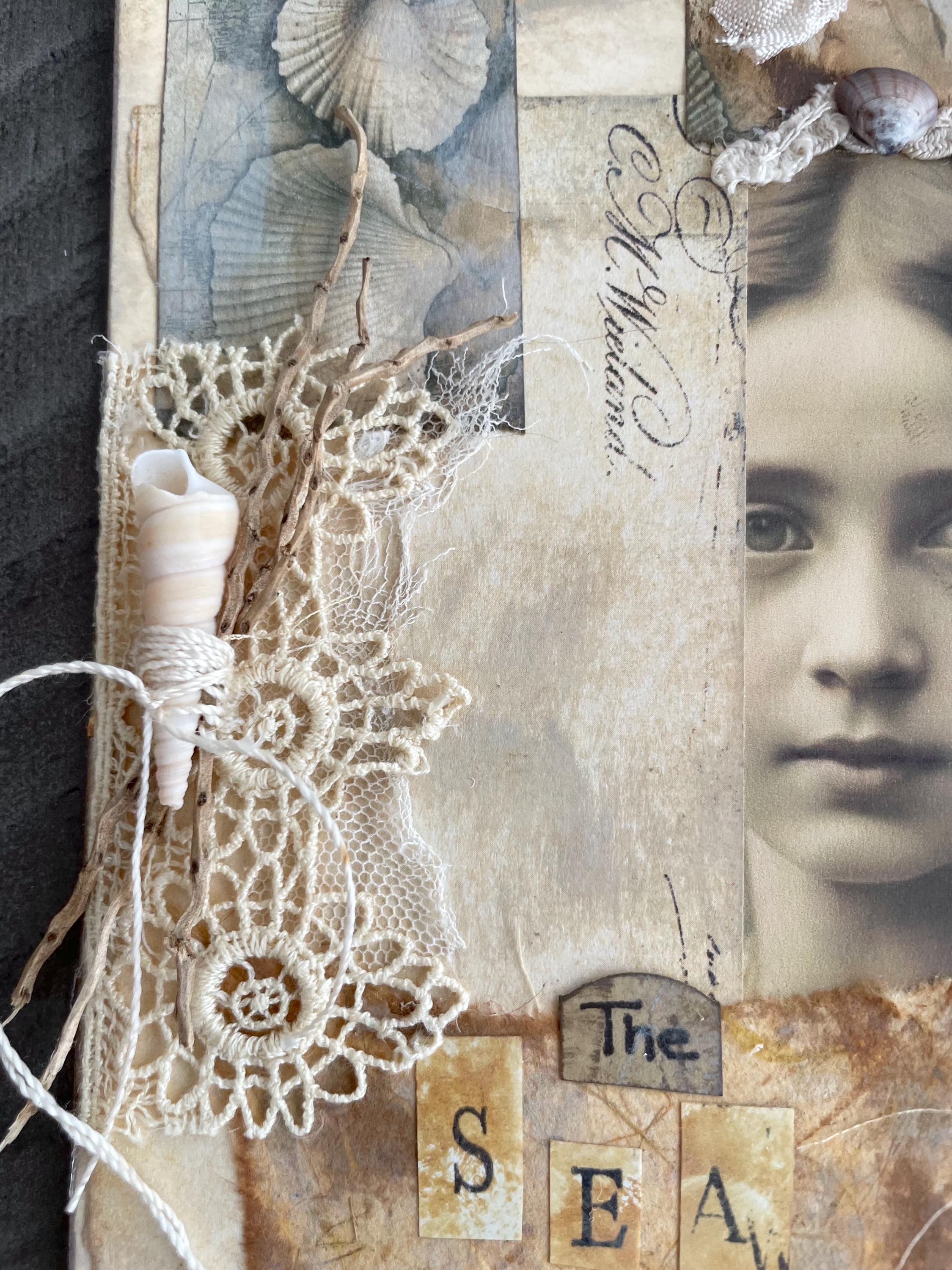 THE Sea Altered Art Large TAG! Shells/sari Ribbons & More! Beach Chic ...