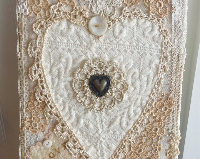 Shabby HEART Vintage Fabric/lace Altered Book! Beautiful Design! - Etsy
