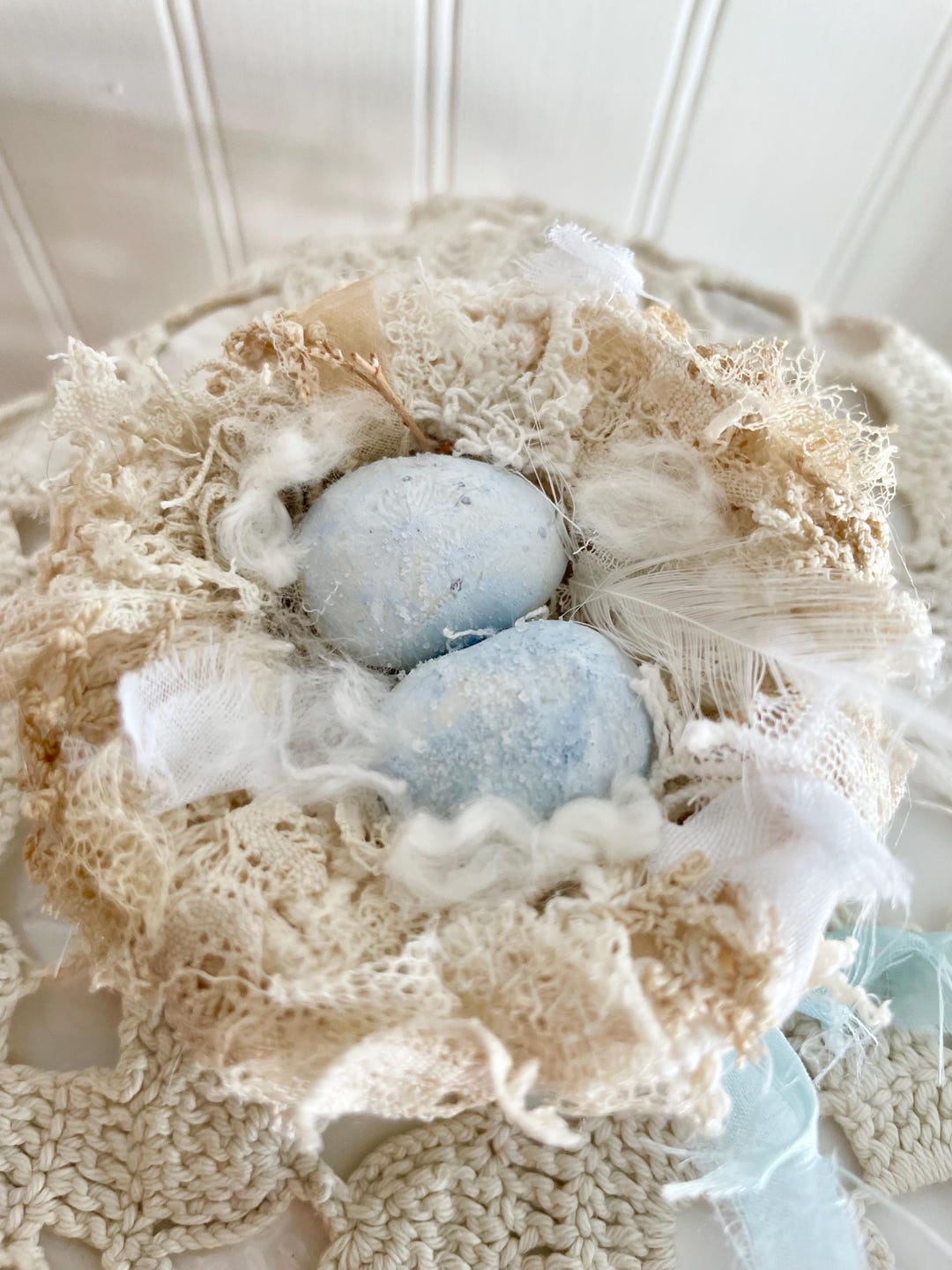 Darling TINY Handmade Bird Nest Old Fabrics, Trims, Yarns, Laces, Sari ...