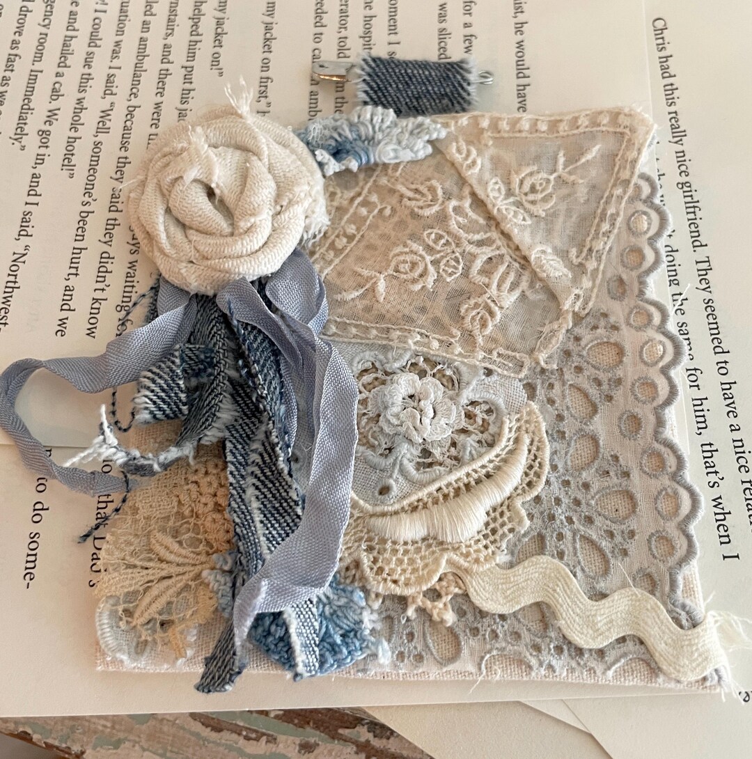 Darling SHABBY Little Pin! Lovely Blues! Rosette! Beautiful Antique ...