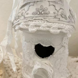 Darling Little Vintage LACE Birdhouse! Pretty Embroidered Fabric ...