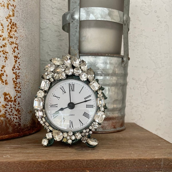 Rhinestone Table Clock - Etsy