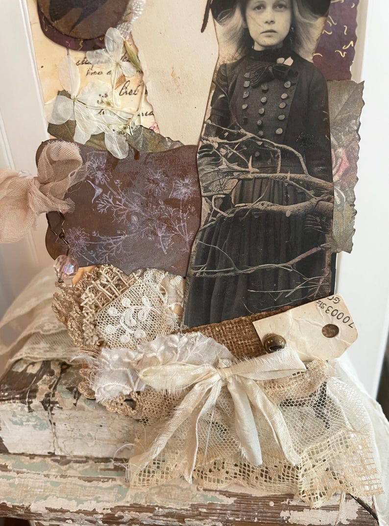 Vintage Girl Large ALTERED Art Tag! Hallows EVE! GREAT Details and ...