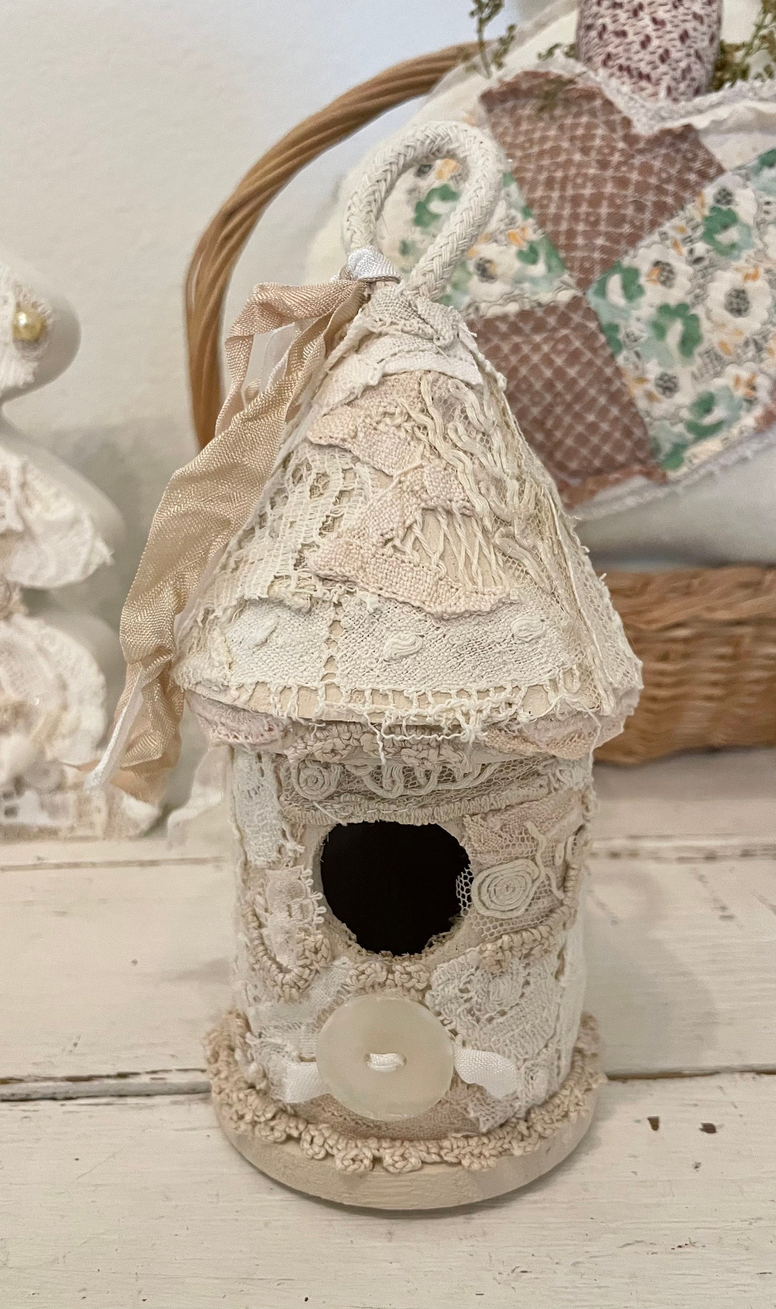 Cute Vintage Shabby Baby BIRDHOUSE Neutral Fabrics and Lace SWEET - Etsy