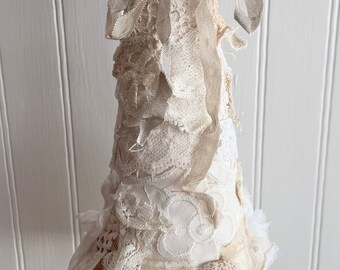 Shabby Primitive Cutest Antique Fabric & Lace Hanging Christmas Tree ...