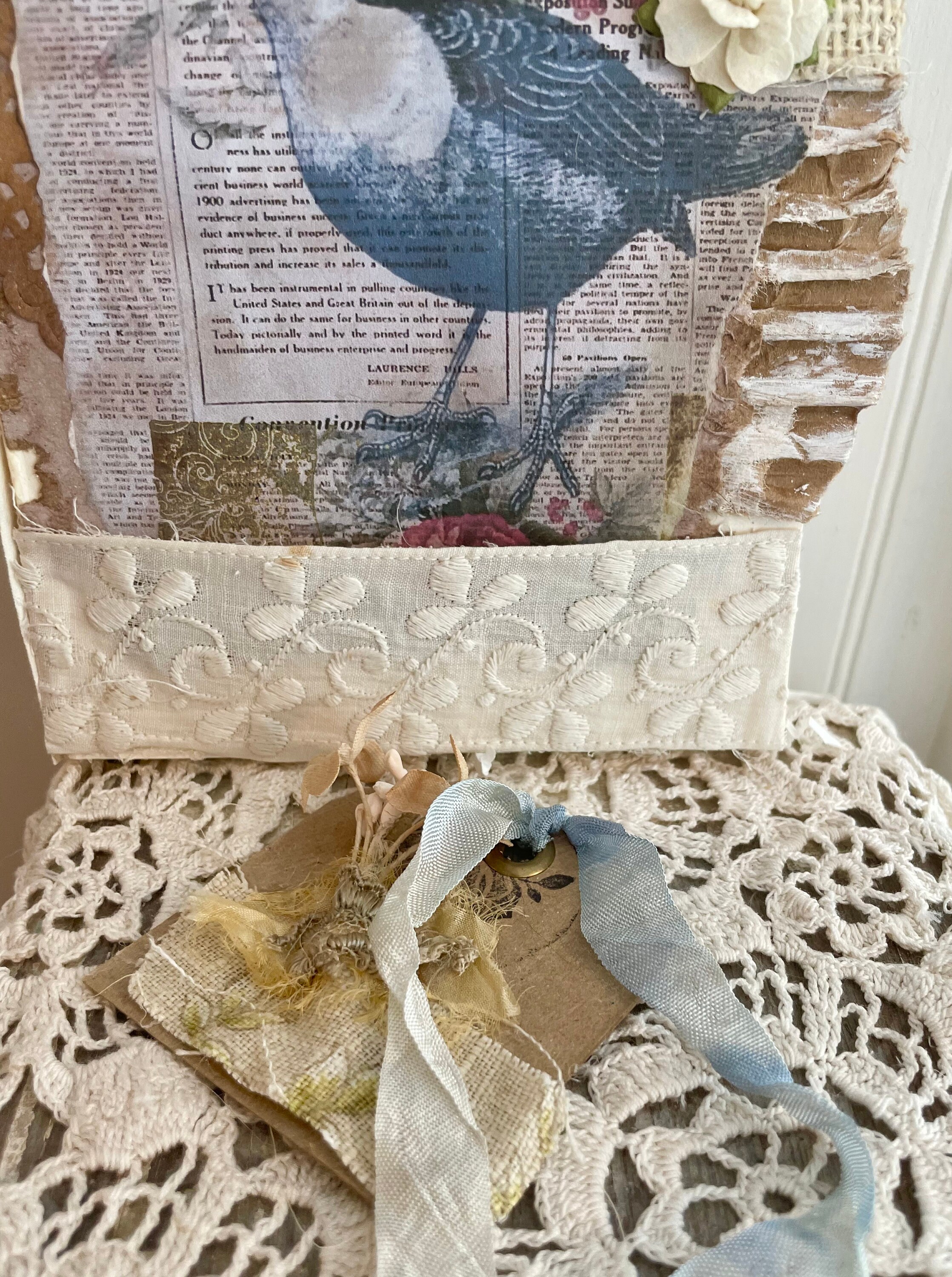 Vintage Bird Altered ART Book Shabby Details - Etsy