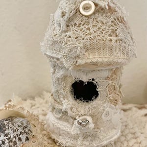 CUTE Tattered Vintage Fabric & Lace Shabby Birdhouse! Spring Sweet! - Etsy