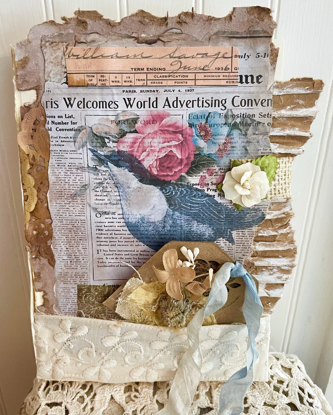 Vintage Bird Altered ART Book! Shabby Details! - Etsy