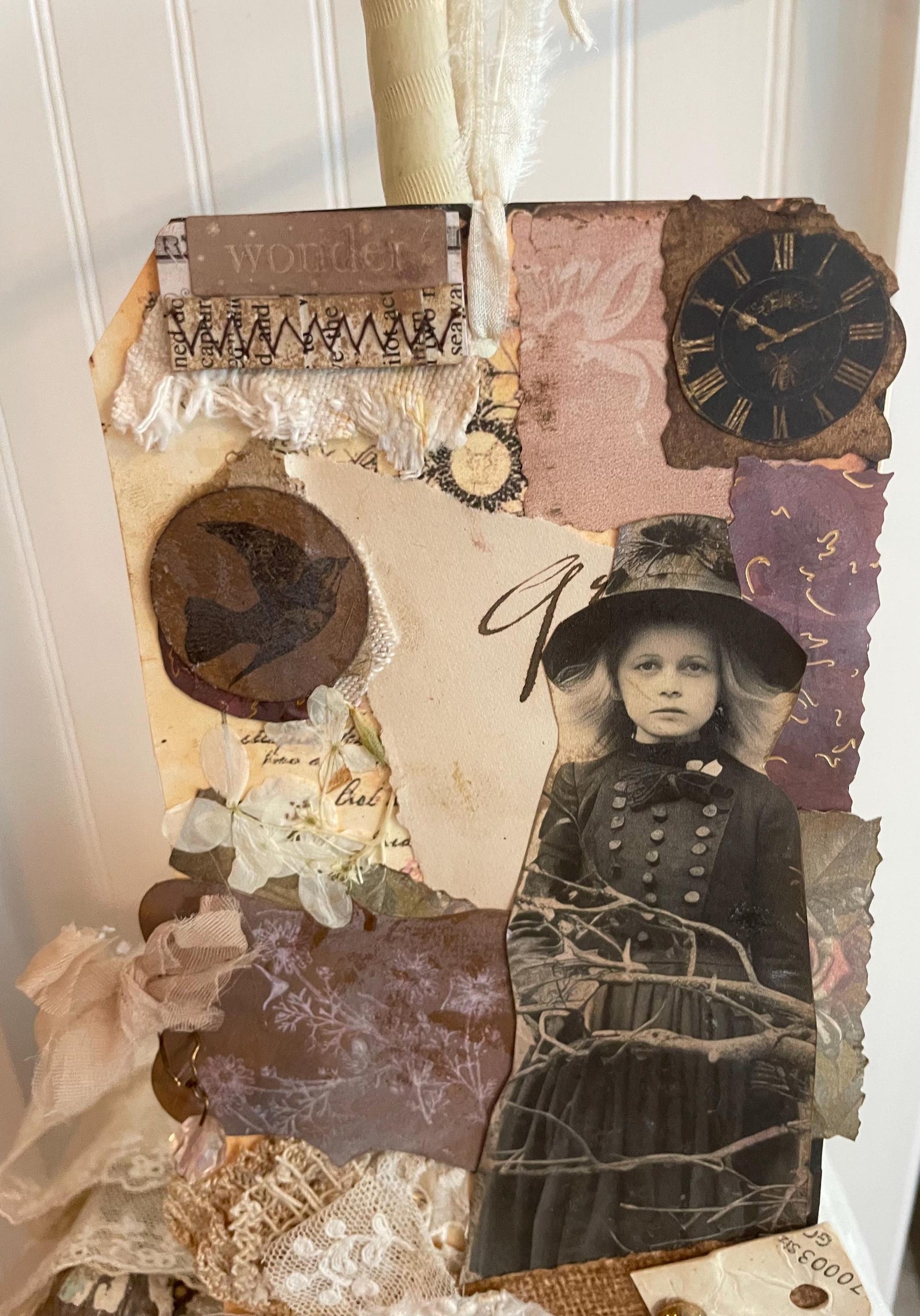 Vintage Girl Large ALTERED Art Tag! Hallows EVE! GREAT Details and ...