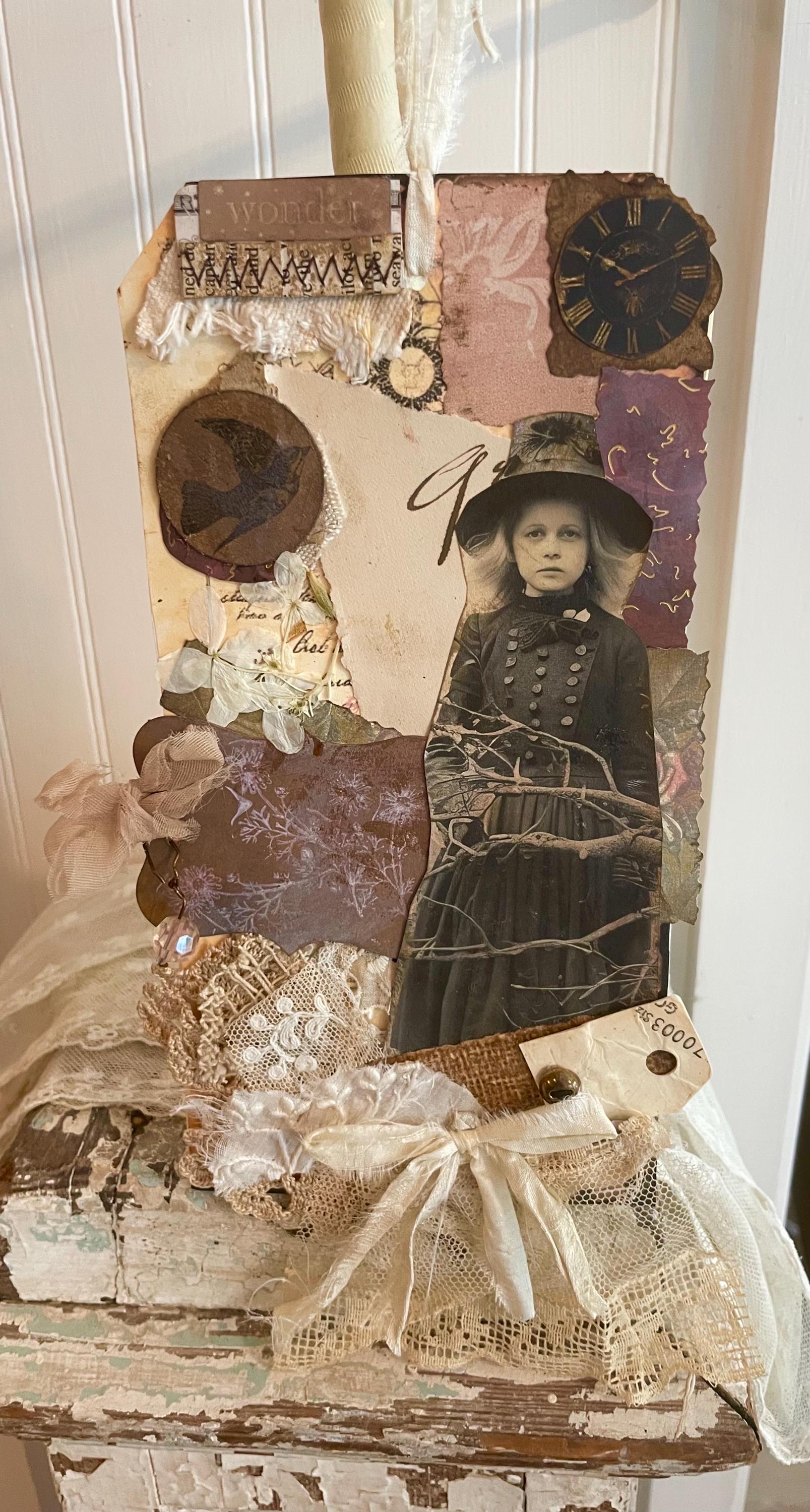 Vintage Girl Large ALTERED Art Tag! Hallows EVE! GREAT Details and ...