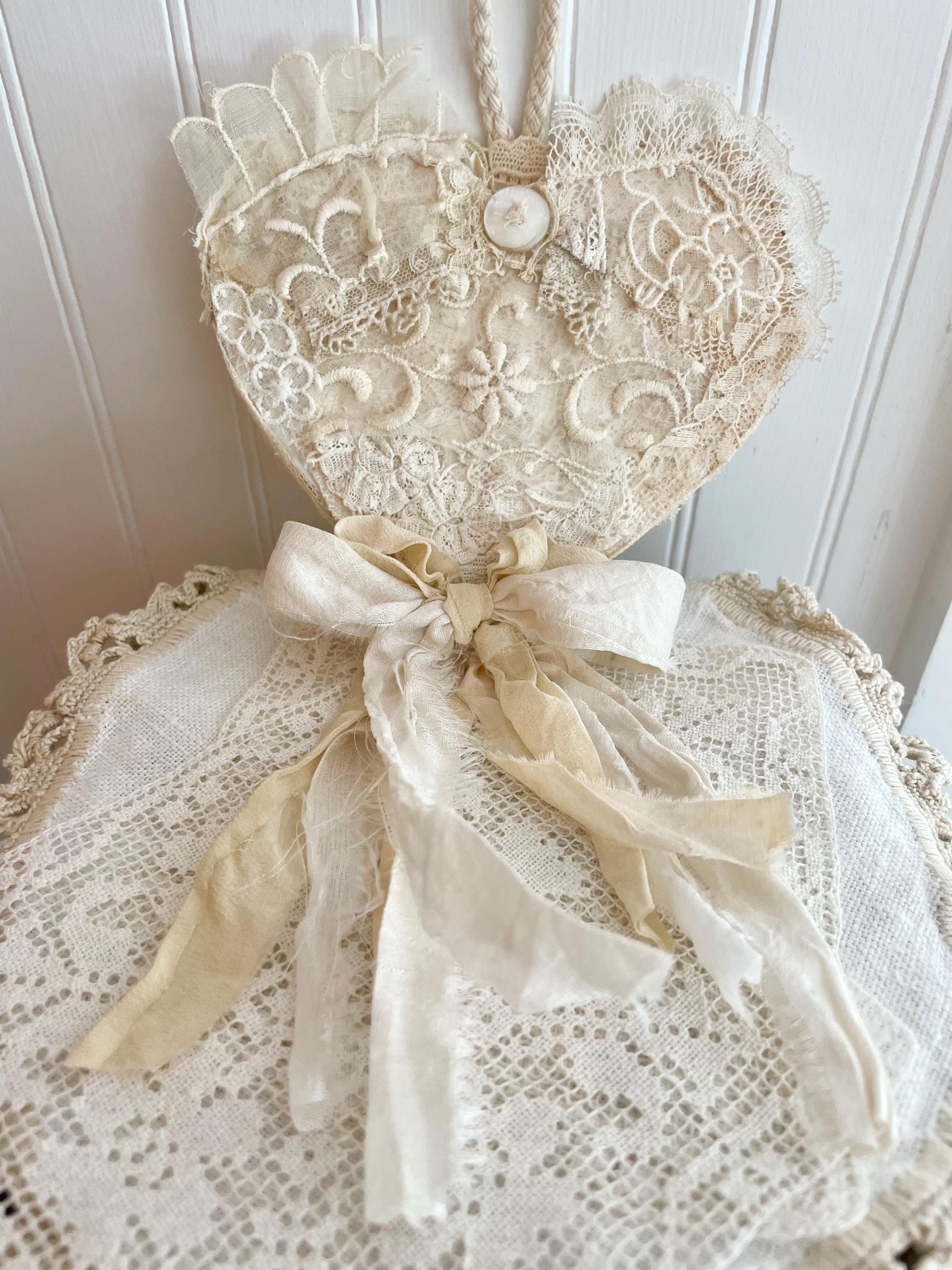 Beautiful ANTIQUE French LACE Hanging HEART - Etsy