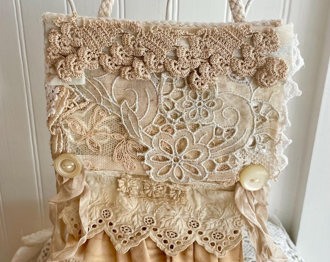 Rustic SHABBY Antique Fabric & Lace Hanging! Very Textured! - Etsy