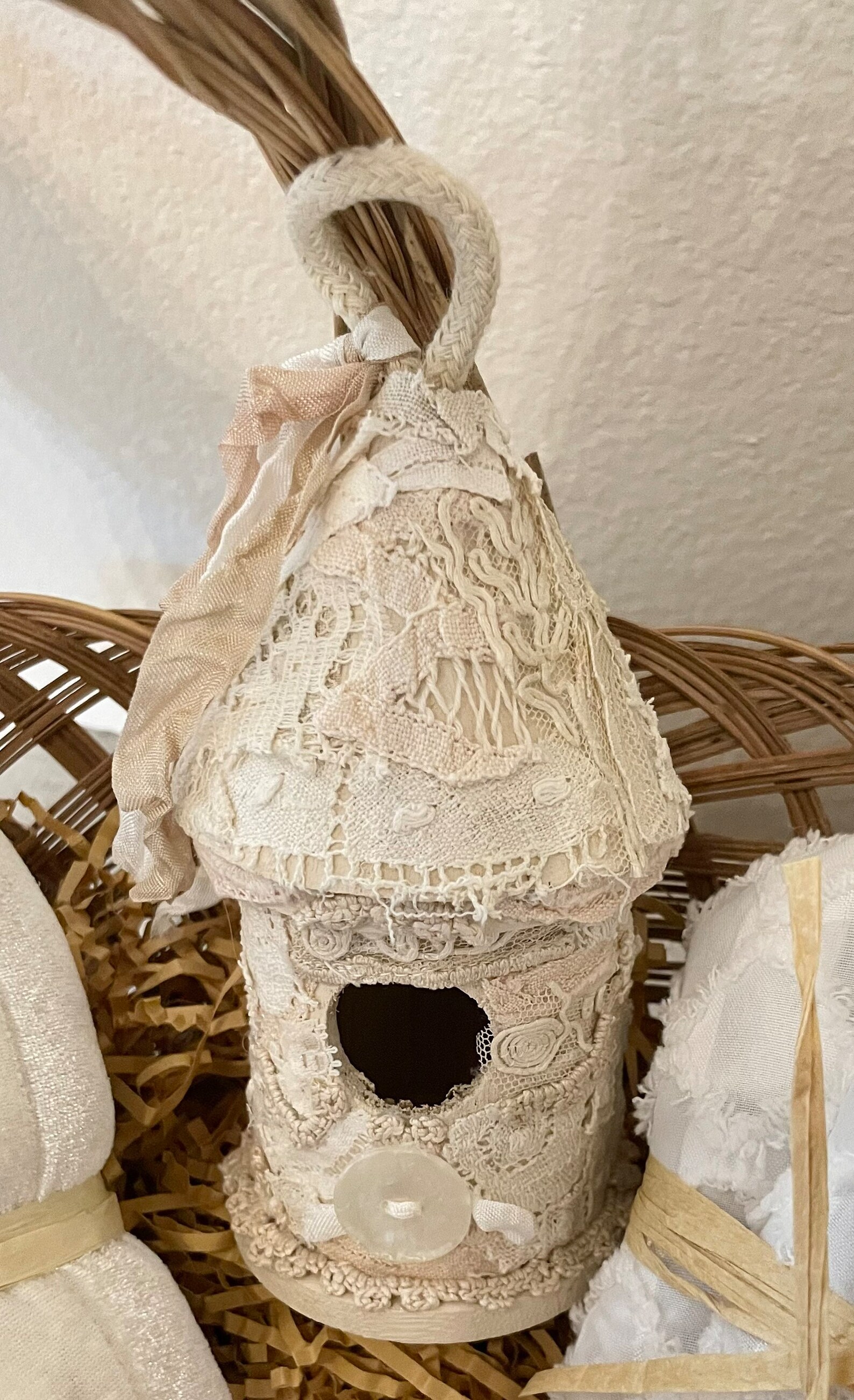 Cute Vintage Shabby Baby BIRDHOUSE Neutral Fabrics and Lace SWEET - Etsy