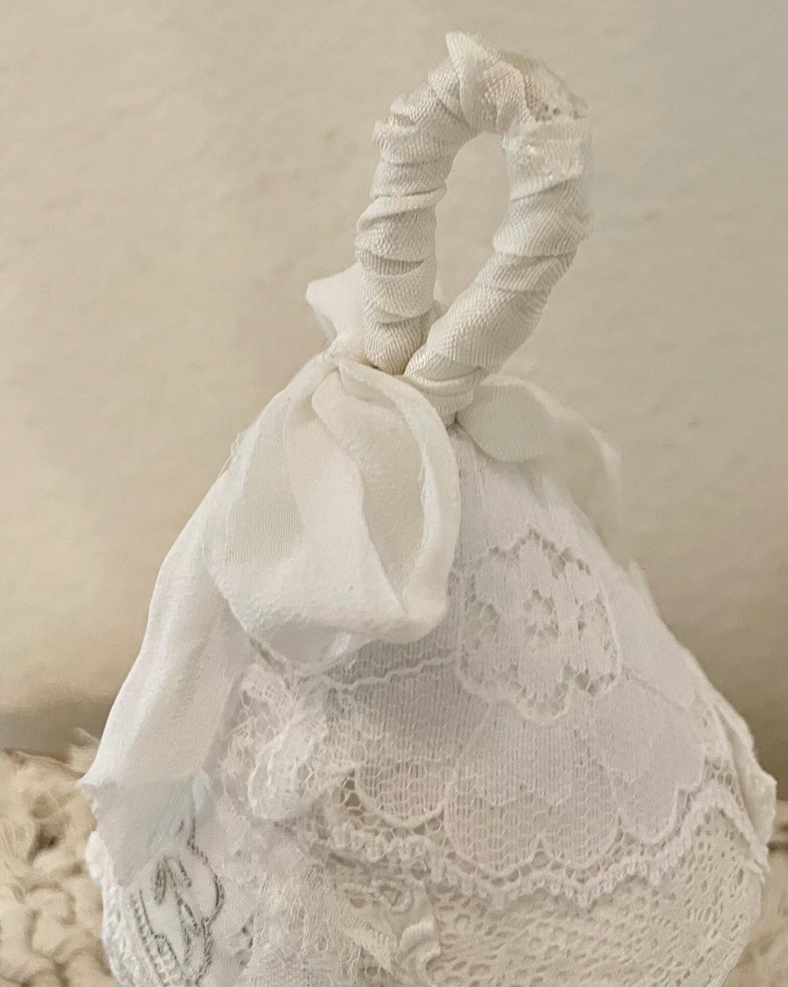 Darling Little Vintage LACE Birdhouse! Pretty Embroidered Fabric ...