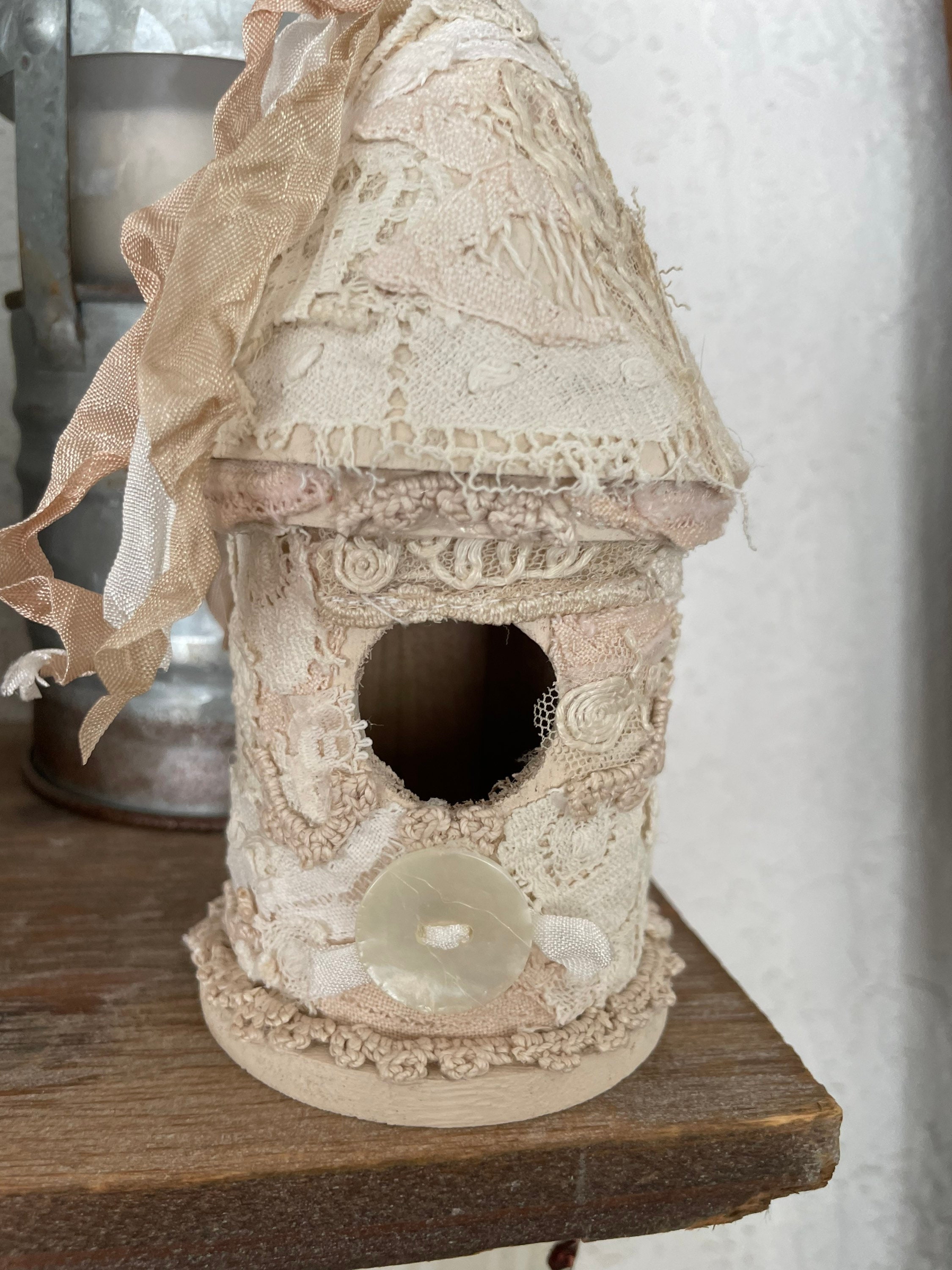 Cute Vintage Shabby Baby BIRDHOUSE Neutral Fabrics and Lace SWEET - Etsy