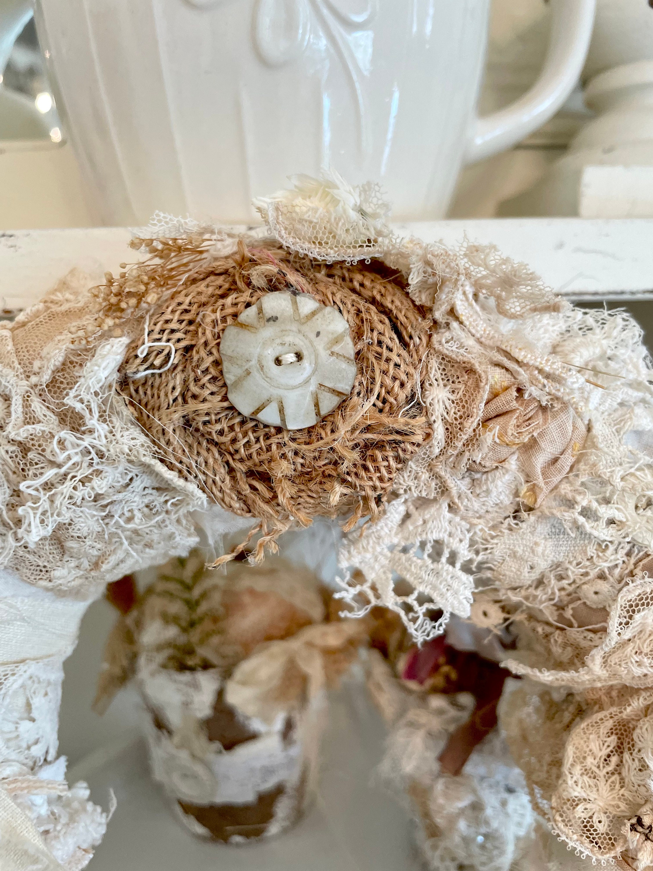 Faded Vintage RUSTIC Tattered Small Fabric Wreath - Etsy