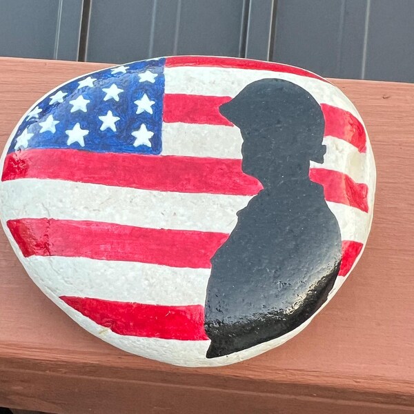 Veteran Painted Rock - Etsy