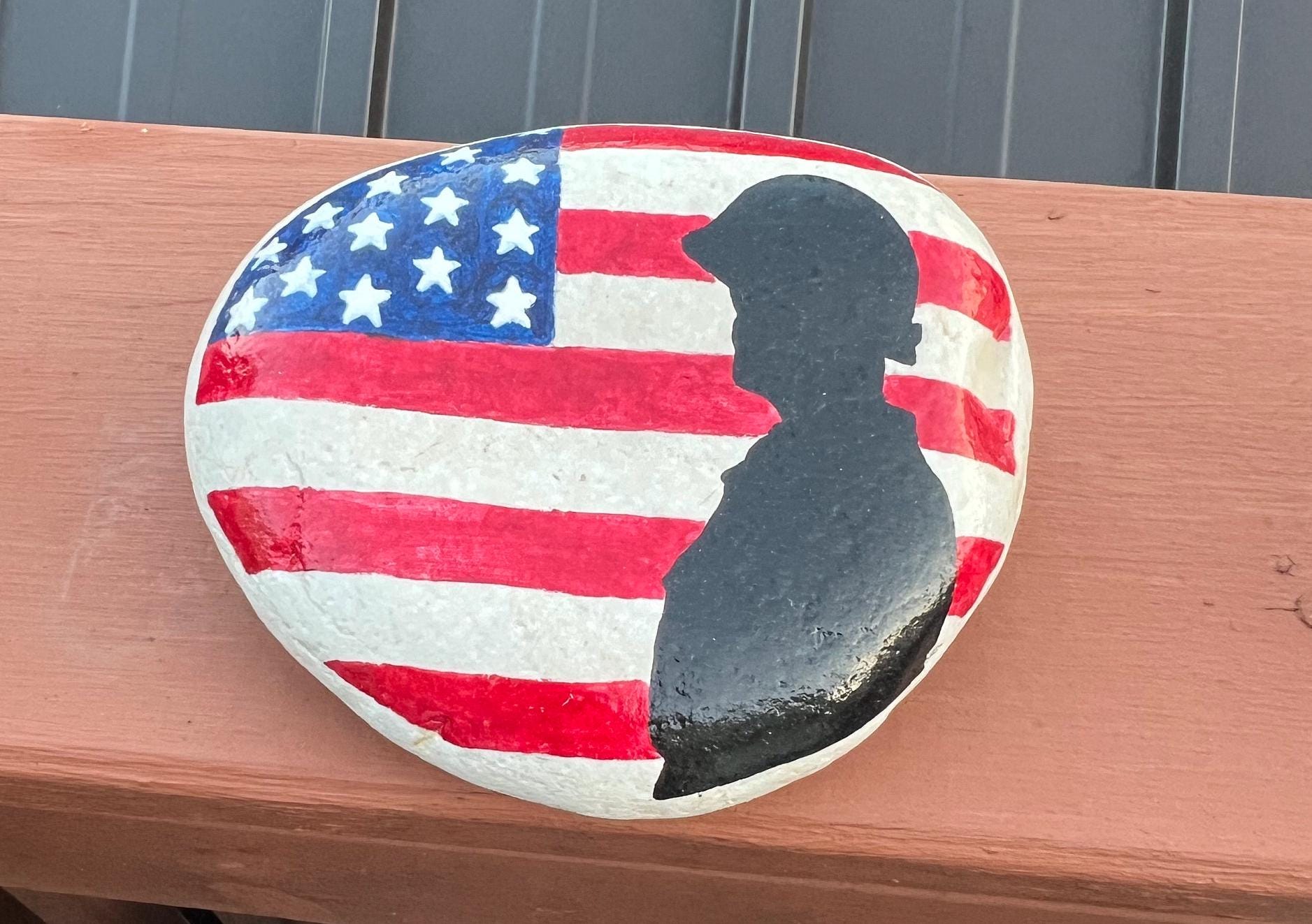 US Veteran Hand Painted Rock - Etsy