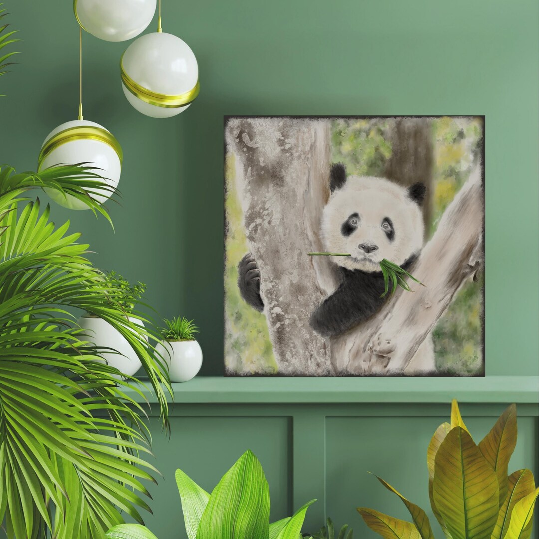 Panda Bear Art, Panda Bear Portrait, Panda Bear Canvas, Panda Lover Art ...