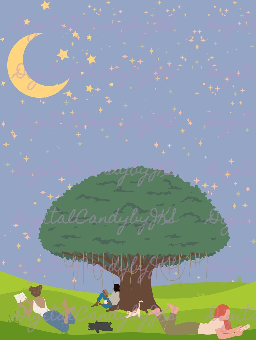 Twilight Reading Digital Art Screensaver for Kobo Libra Color E-reader ...