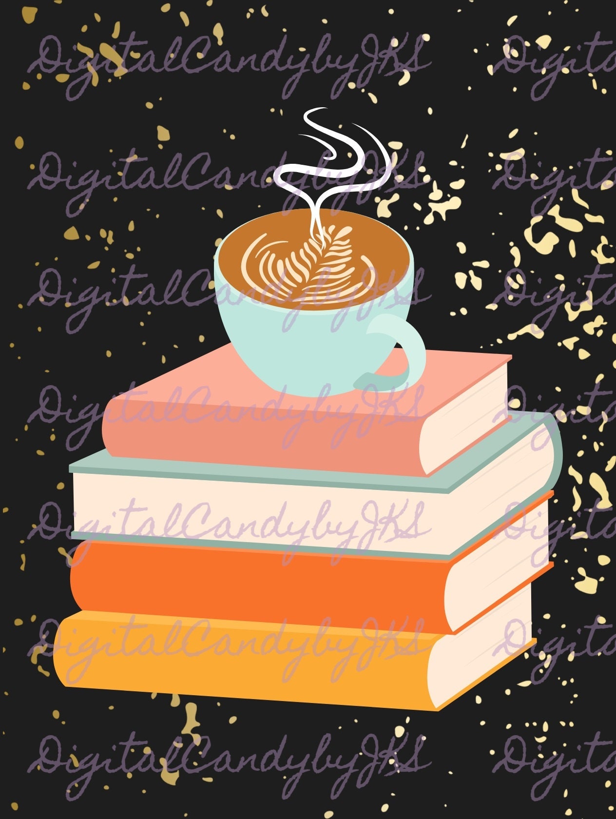 Digital Art Screensaver for Kobo Libra Color - "books & Coffee" Design ...
