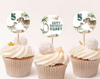 Editable Dinosaur Birthday Cupcake Toppers Decorations Dino Party ...